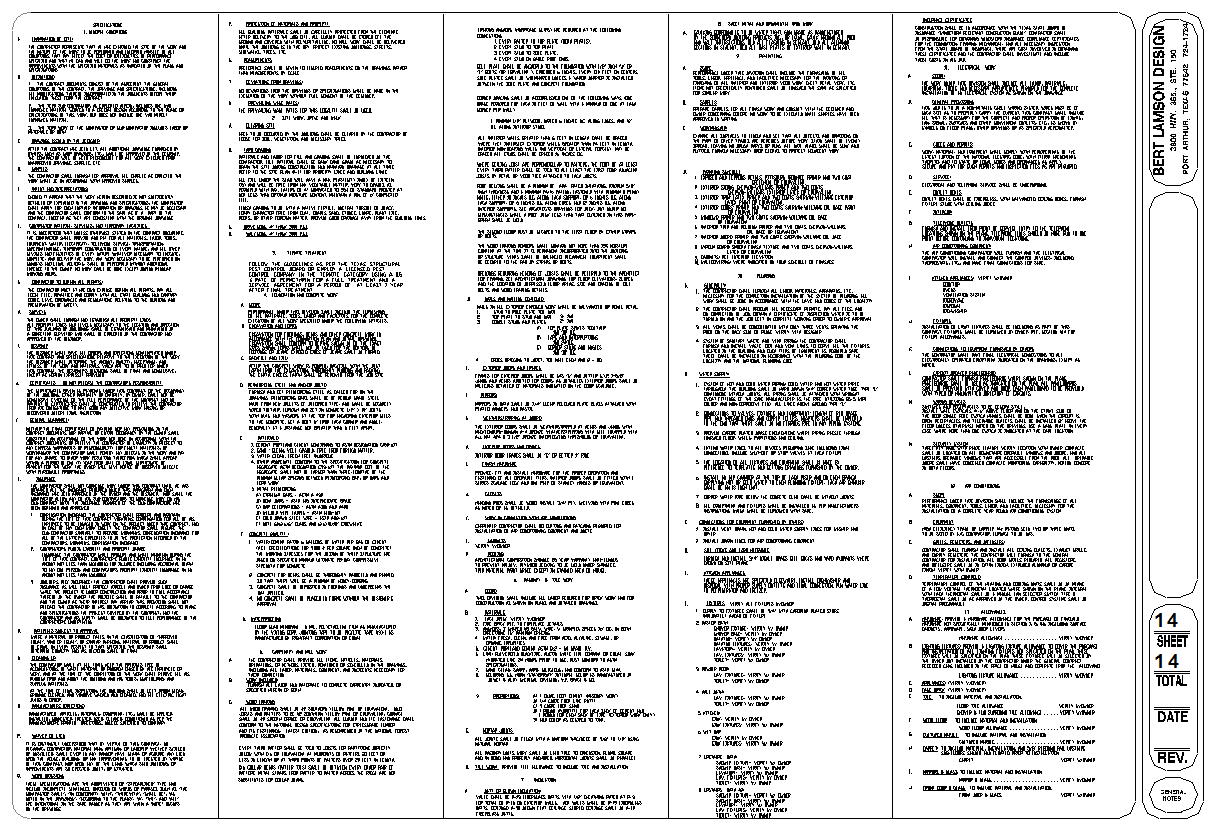 Bert Lamson Design – Specifications